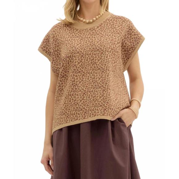 entro | Sweaters | New Entro Leopard Muscle Sleeve Sweater In Camel ...